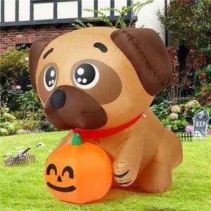 Holiday | Pug Halloween Inflatable 5ft Long Holding Pumpkin With ...